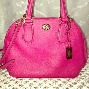 Coach | Bags | Coach Mini Satchel Hot Pink Gold Accents Purse | Poshmark